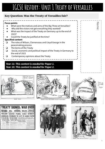 IGCSE Treaty of Versailles Revision | Teaching Resources