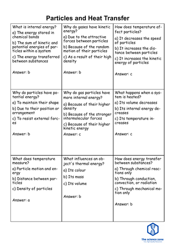P12 Heating and Particles Revision Cards and Race Game (Free ...
