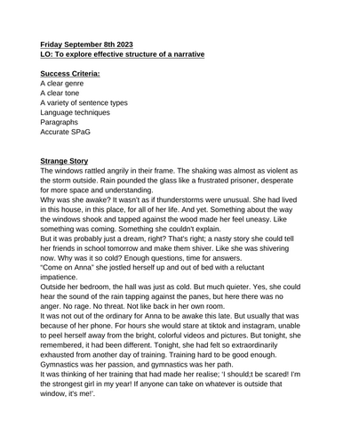 Year 9 Creative Writing | Teaching Resources