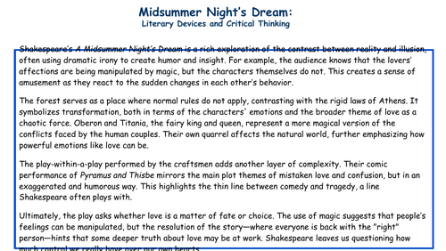 Adapted Guided Reading activities at 3 different level's Midsummer ...