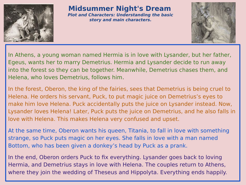 Adapted Guided Reading activities at 3 different level's Midsummer ...