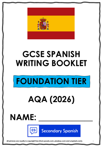 NEW AQA GCSE Spanish - writing booklet for FOUNDATION TIER | Teaching ...