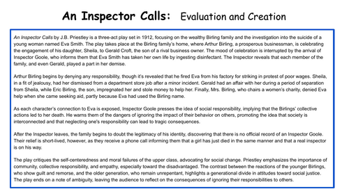 Inspector Calls: Reading Guide. 3 adapted levels | Teaching Resources