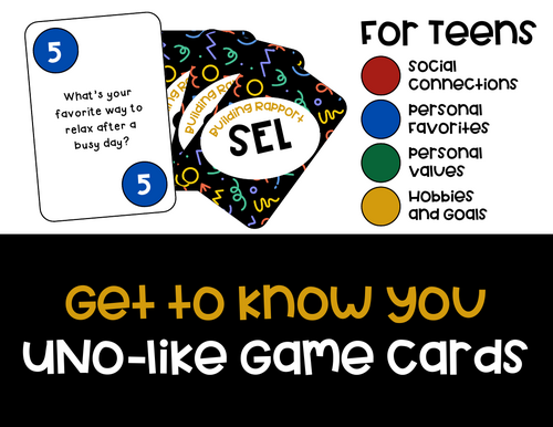 Get to know you / Building Rapport - UNO like Game Cards for Teens ...