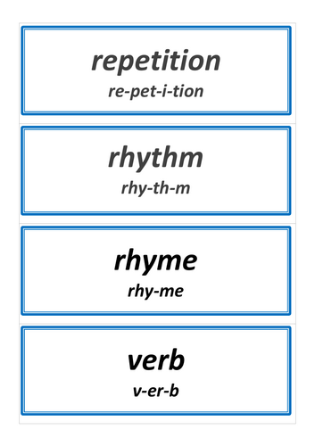 Poetry Key Words and Vocabulary | Teaching Resources
