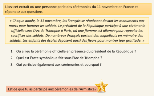 French - A Level - Le Jour du Souvenir - L'Armistice (11 novembre ...