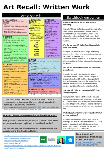 AQA GCSE Art Knowledge Organiser & Recall | Teaching Resources