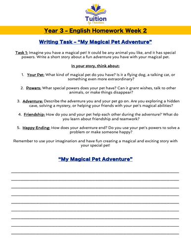 2. Year 3 - Creative Writing & Spelling Practice | Teaching Resources