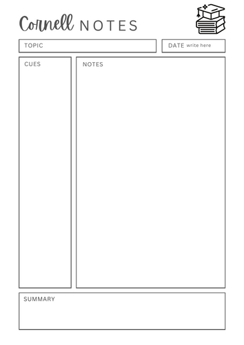 Cornell Note Taking Digital and Printable Worksheet | Teaching Resources
