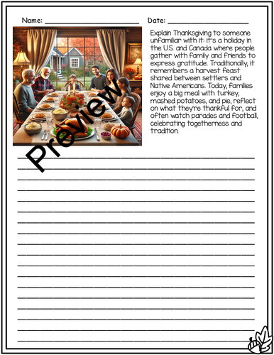 23 Thanksgiving Writing Prompts - Story Poetry Instructions Letter For ...
