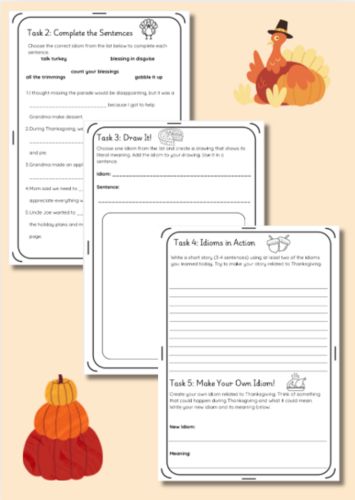 Thanksgiving Idioms Figurative Language English Workbook | Teaching ...