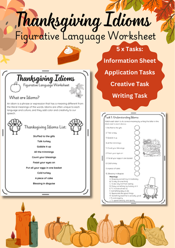 Thanksgiving Idioms Figurative Language English Workbook | Teaching ...