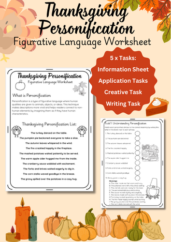 Thanksgiving Personification Figurative Language English Workbook ...