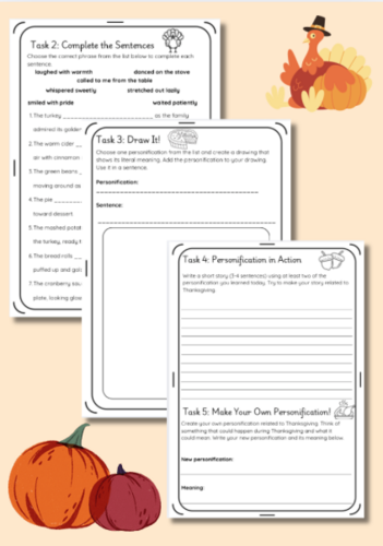 Thanksgiving Personification Figurative Language English Workbook ...