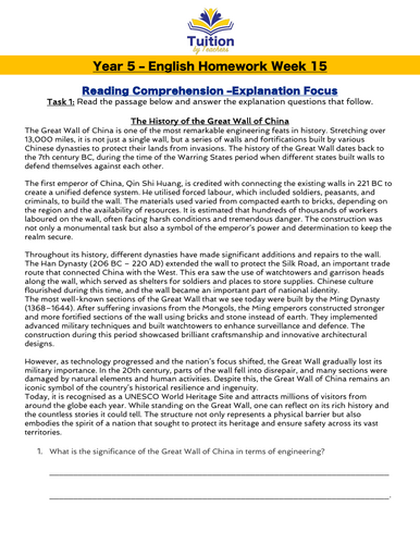 15. Year 5 - Reading Comprehension & Grammar | Teaching Resources