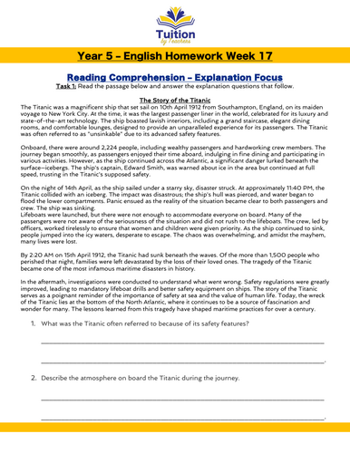 17. Year 5 - Reading Comprehension & Punctuation | Teaching Resources