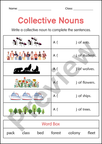 2nd grade Collective Nouns Grammar Practice Activities Worksheets ...