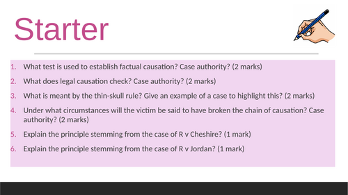 Elements of a crime Bundle - A-Level Law. Actus reus/ Mens rea/ Causation/ Strict liability ...
