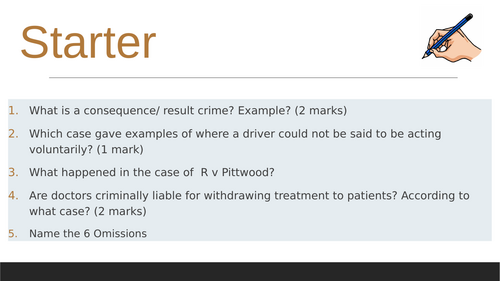 Elements of a crime Bundle - A-Level Law. Actus reus/ Mens rea/ Causation/ Strict liability ...