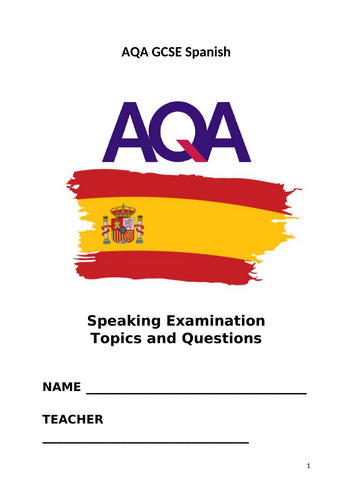 Spanish GCSE Speaking Question Booklet | Teaching Resources