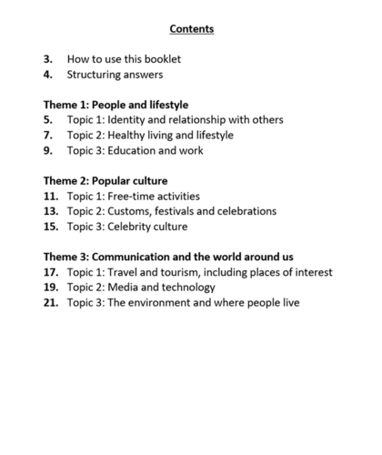 Spanish GCSE Speaking Question Booklet | Teaching Resources