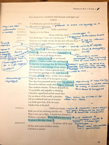 Othello Act 1 Annotated Scenes | Teaching Resources