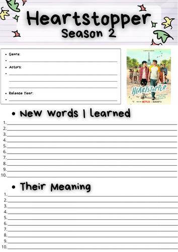 ESL Netflix Series Activity Worksheets on "Heartstopper: Season 2 ...