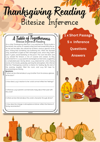 Thanksgiving Inference Bitesize Reading Comprehension | Teaching Resources