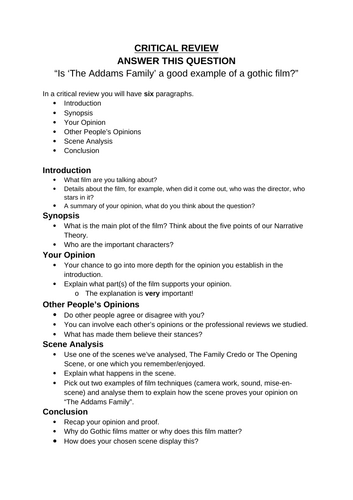 S1/S2 Media Unit - The Addams Family | Teaching Resources