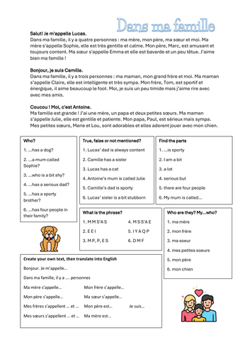 French family reading | Teaching Resources