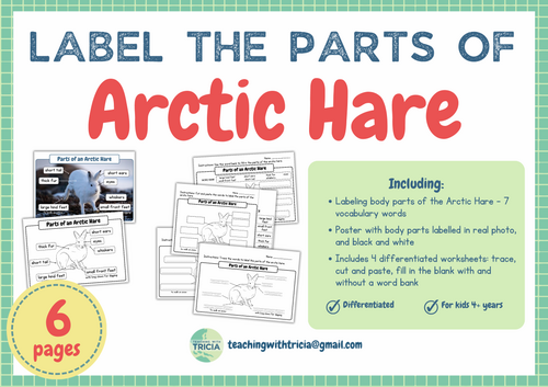 Tundra Biome - Label the Parts of Arctic Hare: Posters & Worksheets ...