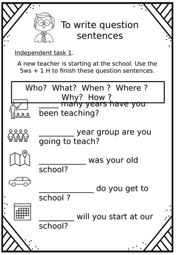 Writing question sentences | Teaching Resources