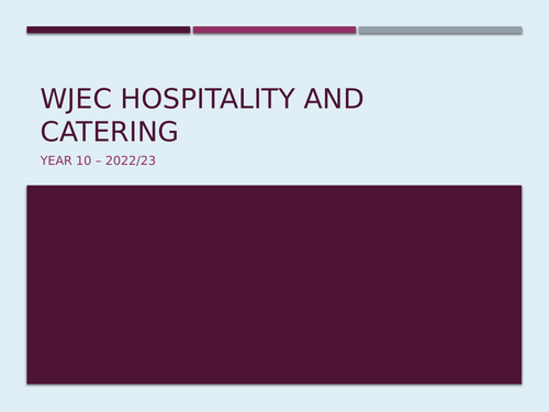 Year 10 WJEC Hospitality and Catering - Term 1 LO1.1 Complete Project ...