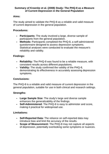 Kroenke et al. (2008): The PHQ-8 as a Measure of Depression | Teaching ...