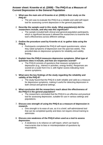 Kroenke et al. (2008): The PHQ-8 as a Measure of Depression | Teaching ...