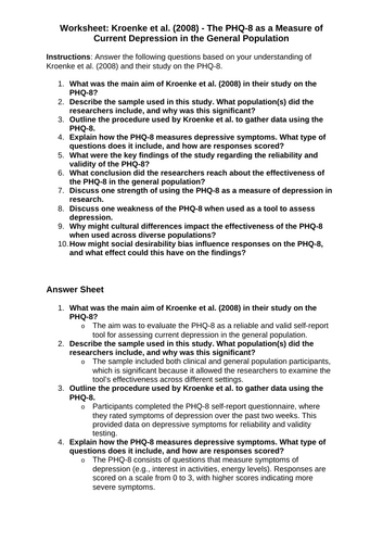 Kroenke et al. (2008): The PHQ-8 as a Measure of Depression | Teaching ...