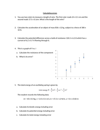 Error analysis (A-Level: OCR A, Chapter 2 - Foundation of Physics ...