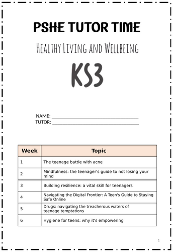 PSHE-KS3- Guided Reading Booklet- Healthy Living and Wellbeing ...