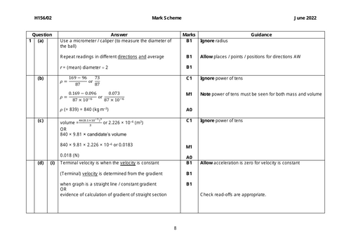 Terminal velocity PAG (A-Level: OCR A, Chapter 4 - Forces in Action ...