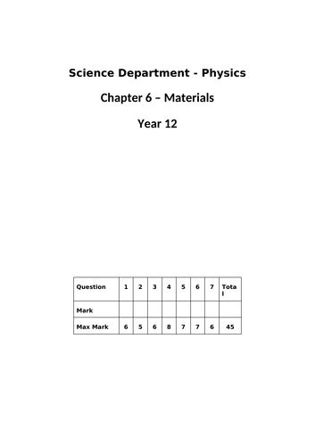 Revision and test (A-Level: OCR A, Chapter 6 - Materials) | Teaching ...