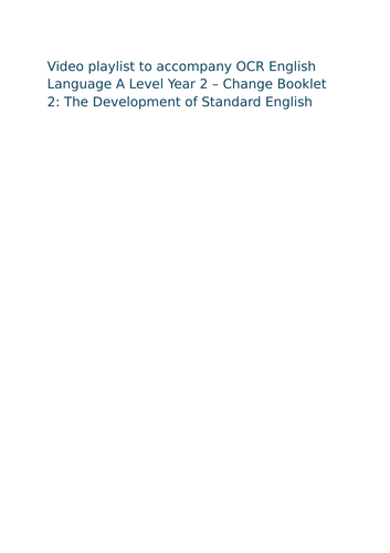OCR A Level English Language Year 2: Change Booklet 2: The Development ...