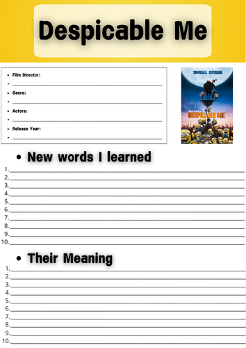 ESL Movie Guide Worksheets on "Despicable Me" | Teaching Resources