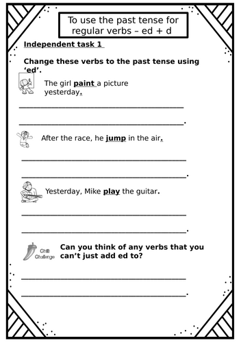 To use the past tense for regular verbs - ed, ied ,d and double ...