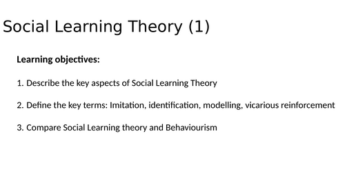 A Level Psychology - Social Learning theory | Teaching Resources