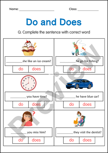 Beginner Do and Does Grammar Activity Worksheets for Grade 2 | Teaching ...