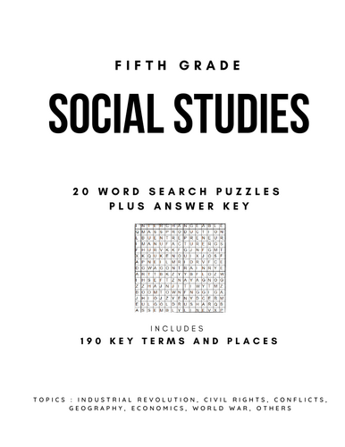 Social Studies Word Search Puzzles for Fifth Grade | Teaching Resources