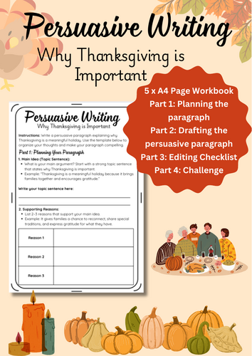 Thanksgiving Persuasive Writing English Workbook | Teaching Resources