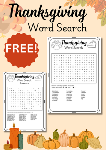 FREE Thanksgiving Word Search (Wordsearch) | Teaching Resources