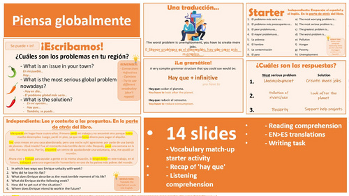 Spanish AQA GCSE 8.1 - Piensa globalmente | Teaching Resources