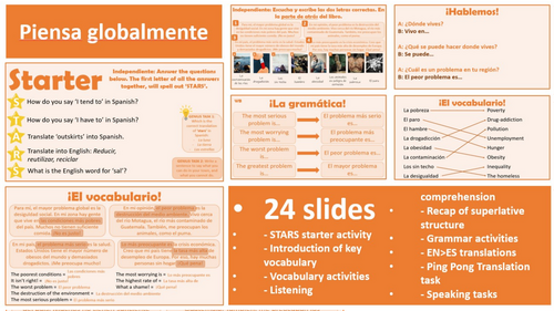 Spanish AQA GCSE 8.1 - Piensa globalmente | Teaching Resources